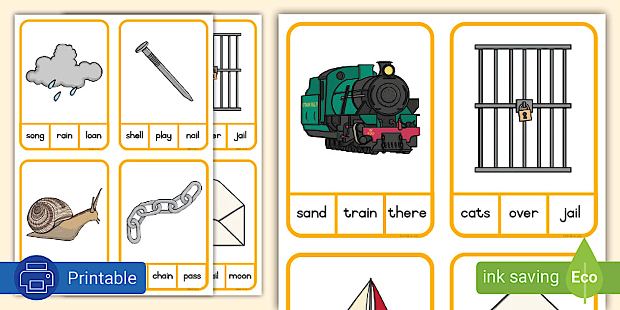 Grade 2 Phonics: -ai sound peg card activity - Twinkl