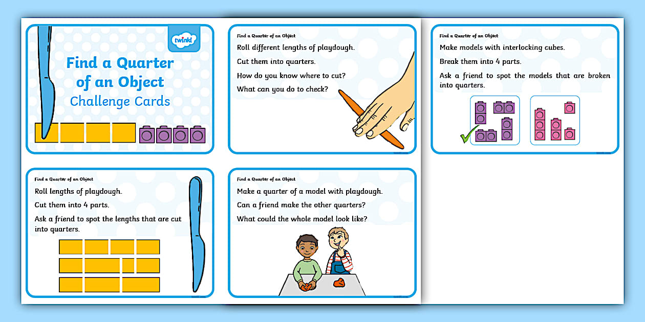 👉 Find a Quarter of an Object Year 1 Maths Challenge Cards