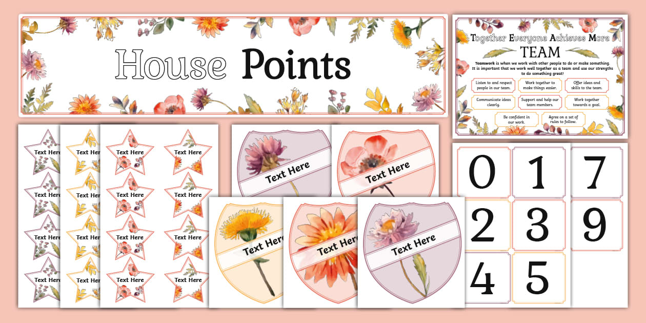 Wildflower Botanical Themed House Points Display - Twinkl