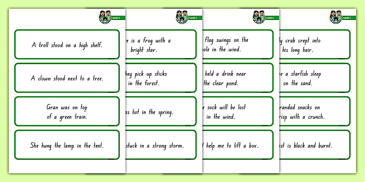 Level 4 Phonics Dictation Sentences