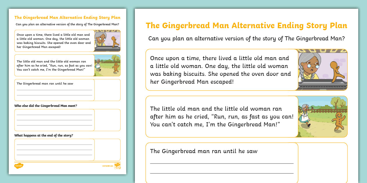 KS1 The Gingerbread Man Alternative Ending Story Plan Sheet