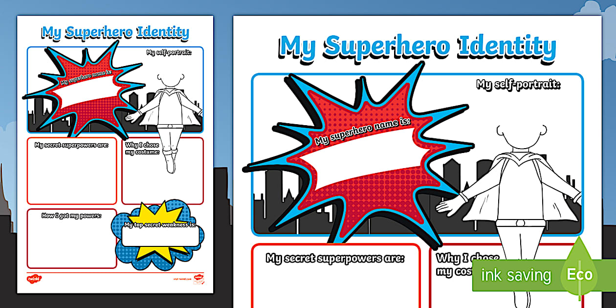 Superhero Transition Writing Frame. (teacher made) - Twinkl