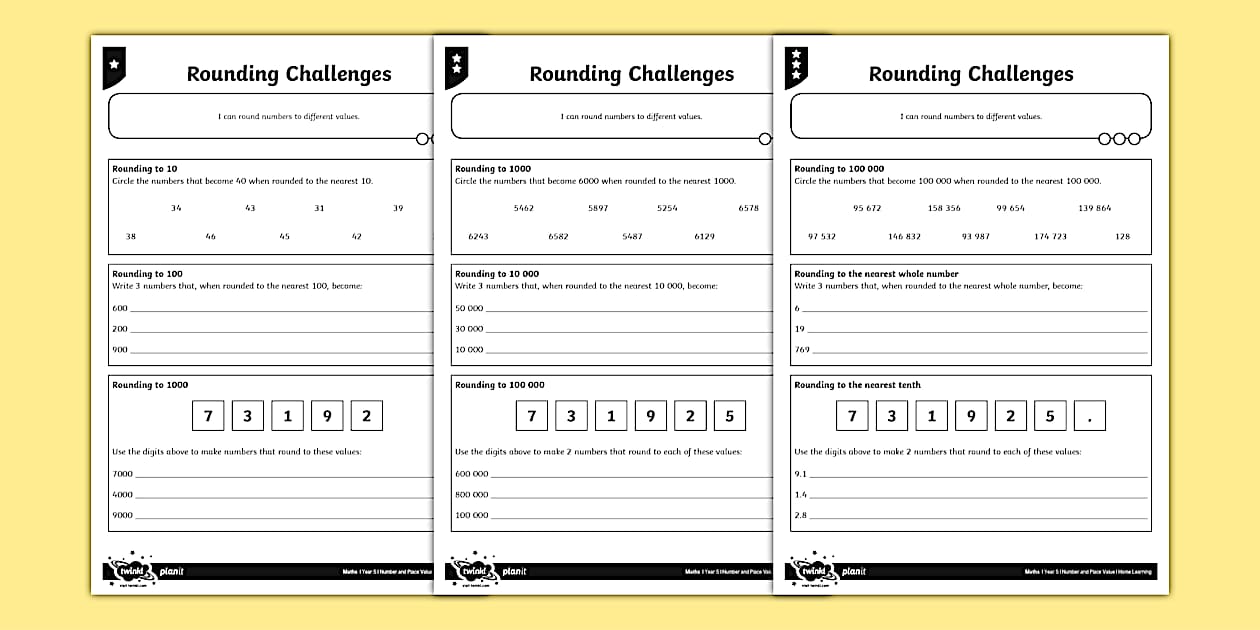 Rounding Challenges Differentiated Maths Worksheet - Twinkl