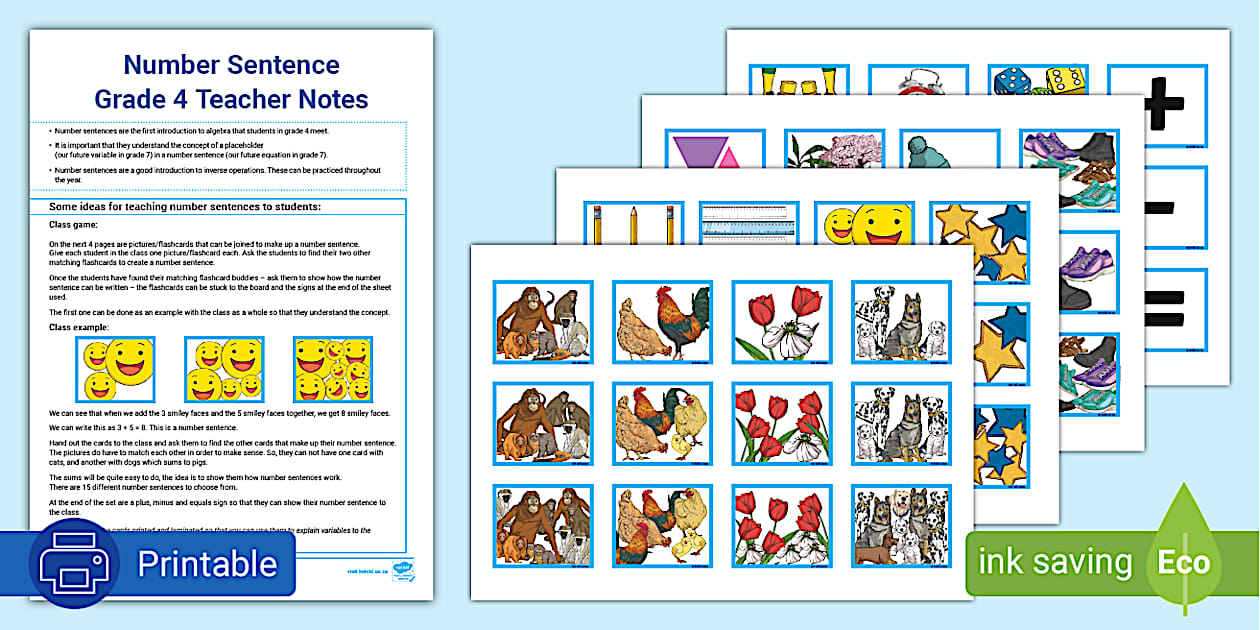 Number Sentences Grade 4 Teacher Notes - Twinkl