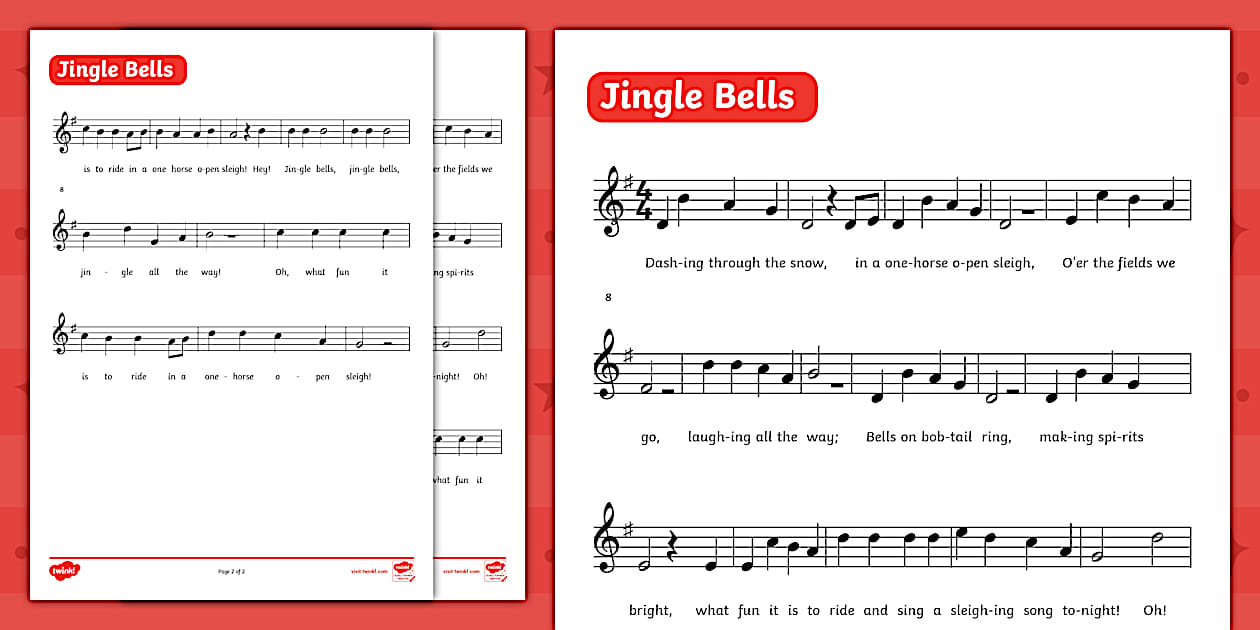Jingle Bells Piano Sheet Music | Twinkl | Music | KS1