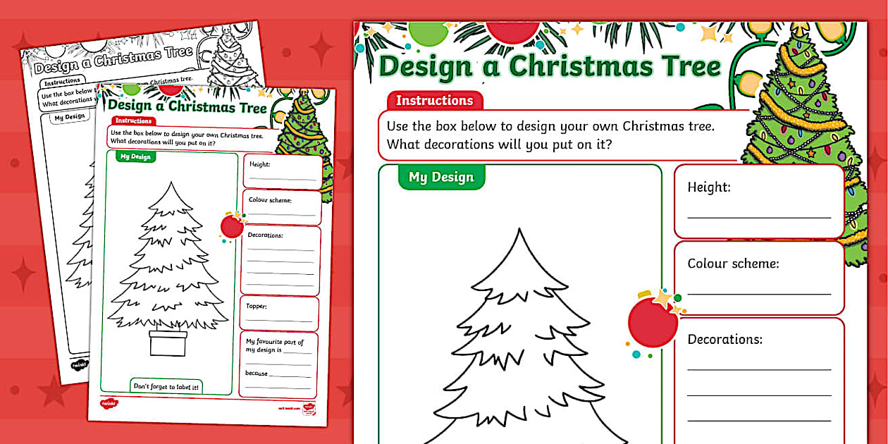 KS1 Design a Christmas Tree Worksheet | Christmas Resources