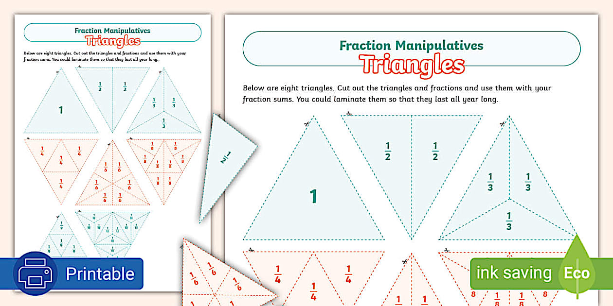 Fraction Manipulatives - Triangles Activity Sheet - Twinkl