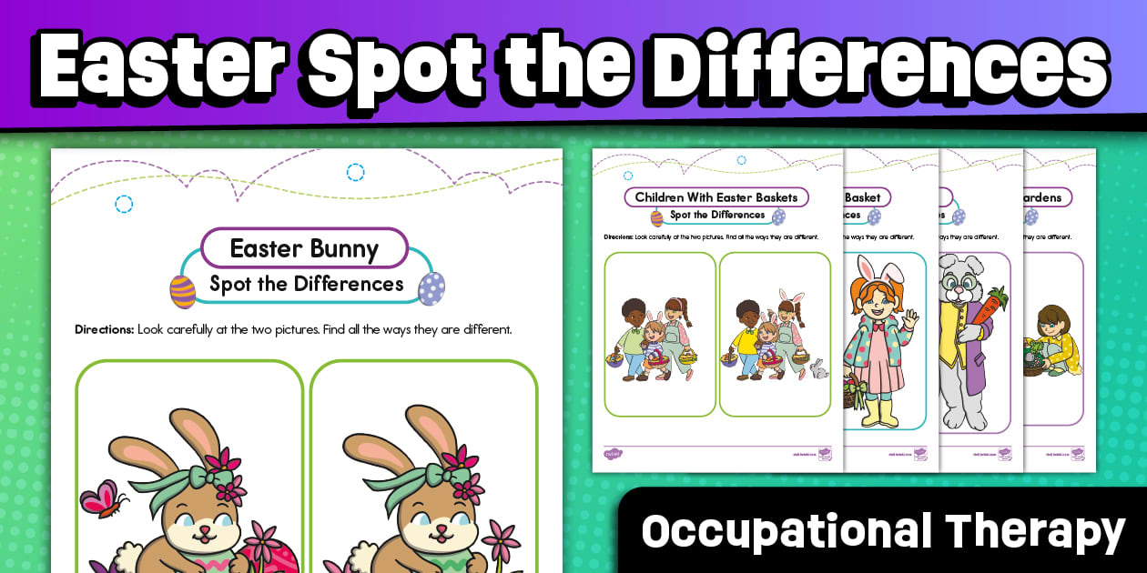 Easter Spot the Difference Visual Perception Activity Sheets for ...