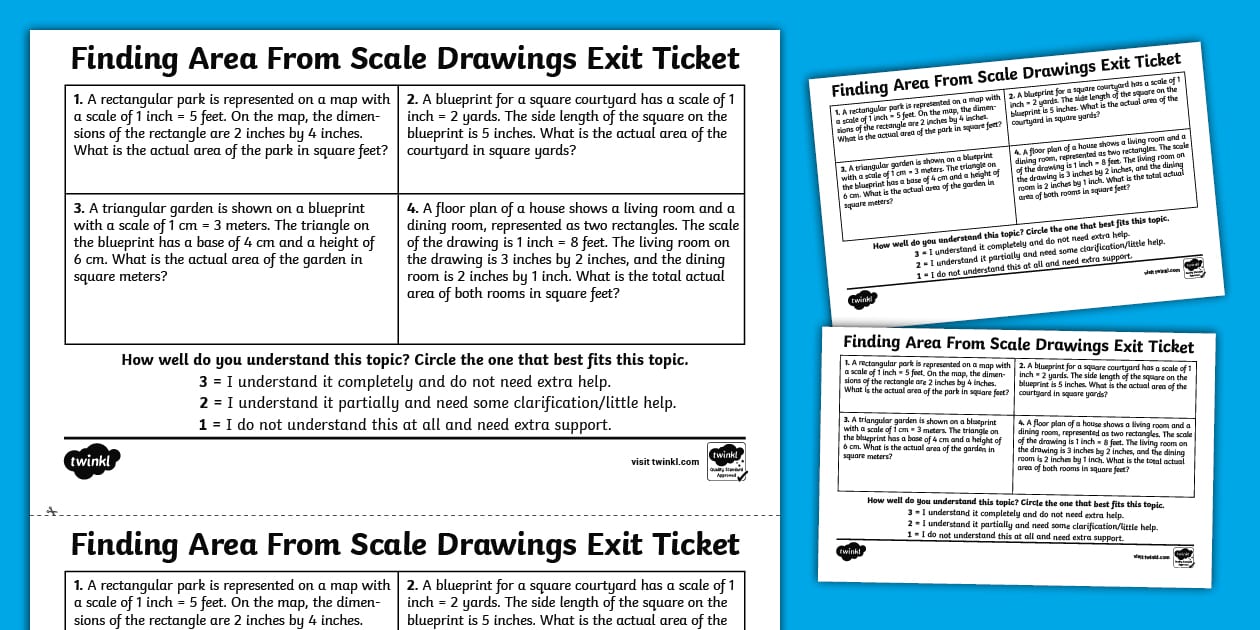 Seventh Grade Finding Area From Scale Drawings Exit Ticket