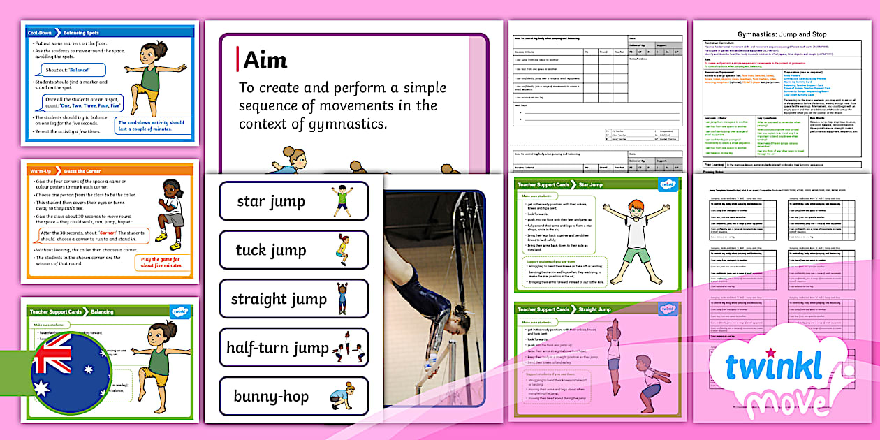 Move PE Found Gymnastics Jumping Jacks and Rock 'n' Roll L2: Jump and Stop