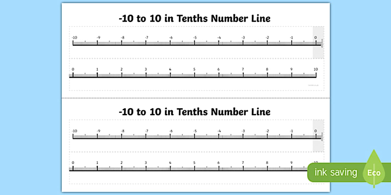 Numbers 10 to 10 in 0.1s Number Line (teacher made)