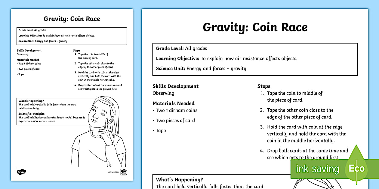 Coin Race Science Experiment (Hecho por educadores) - Twinkl