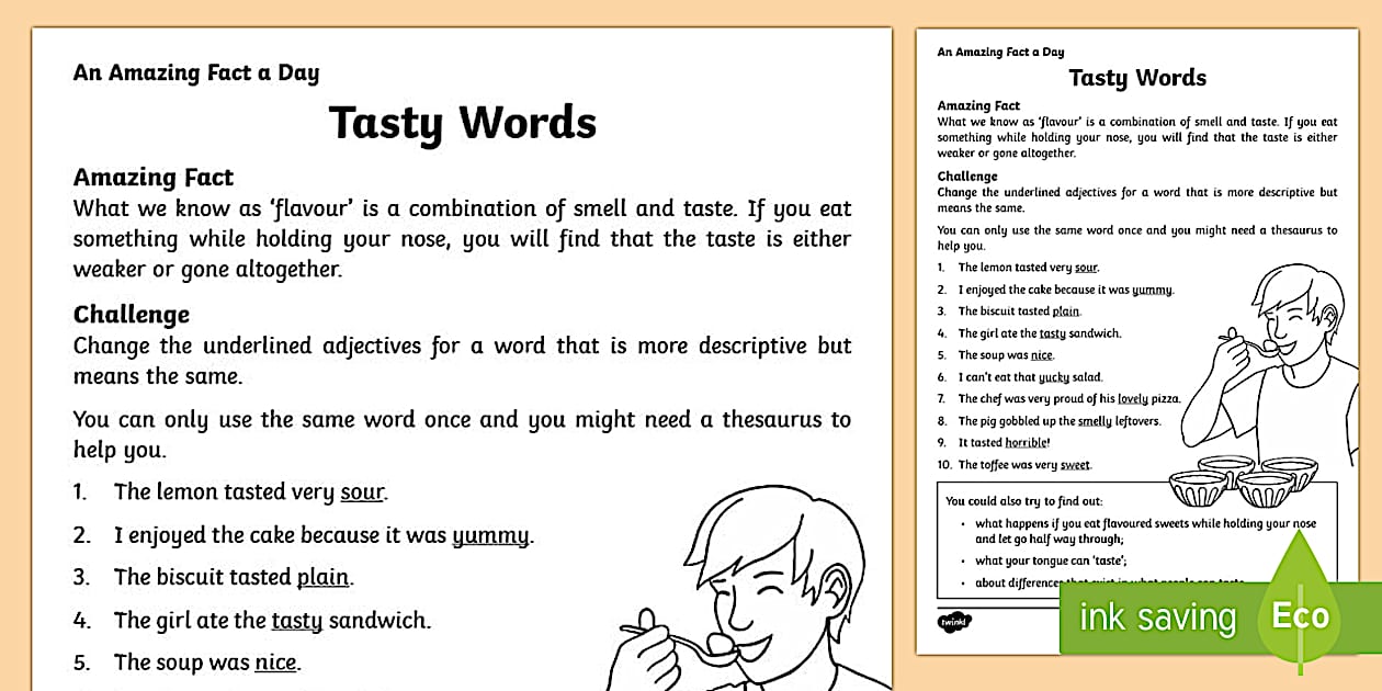 Tasty Words Worksheet / Worksheet (Teacher-Made) - Twinkl