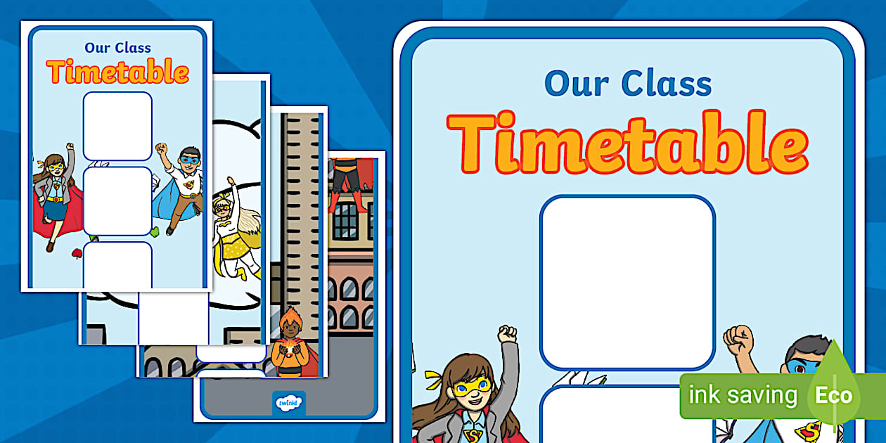 Superhero Themed 12 Box Vertical Visual Timetable - Twinkl