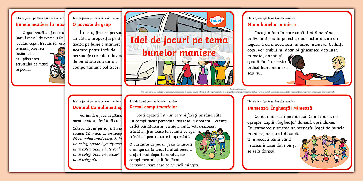 Idei de jocuri pe tema bunelor maniere – Cartonașe