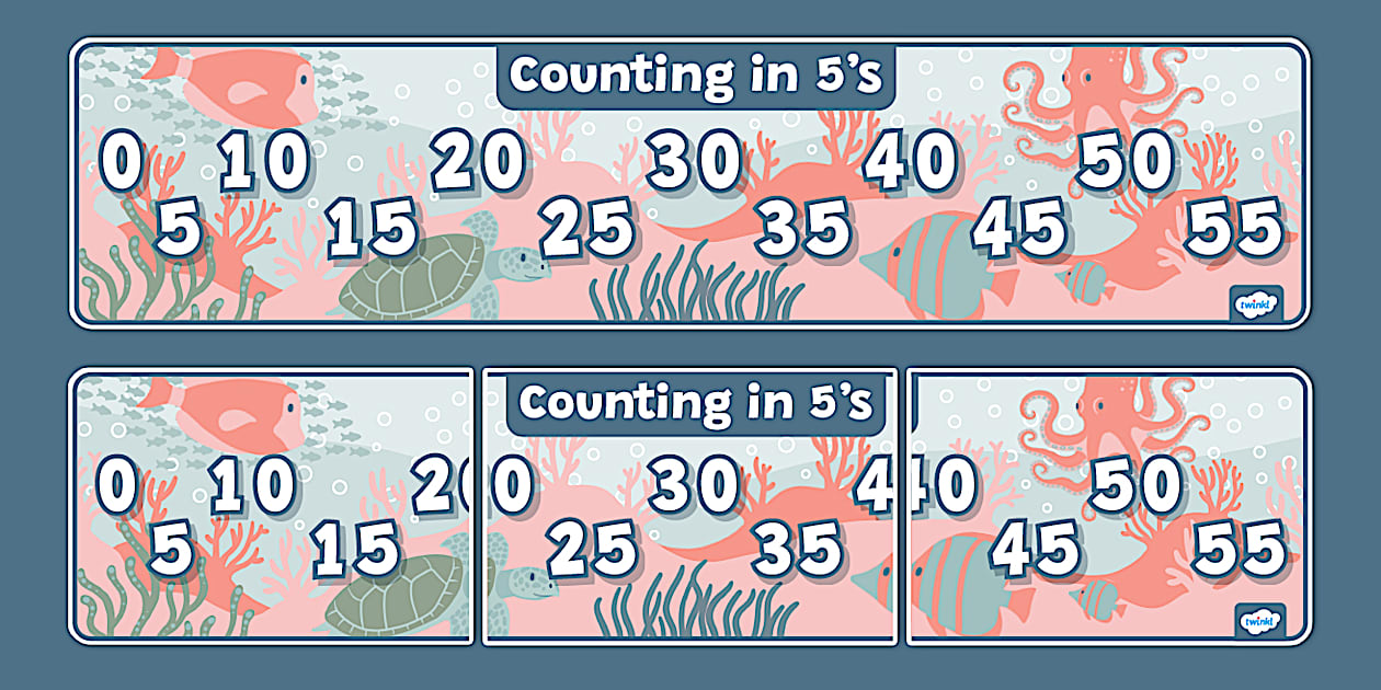 👉 Under the Sea-Themed Counting in 5's Display Banner