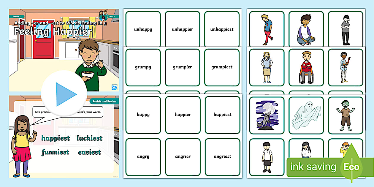 Adding -er and -est to Words Ending in 'y' Lesson Plan - Level / Phase ...