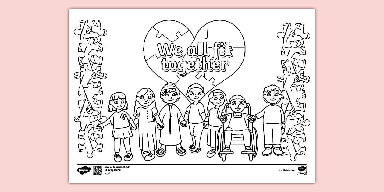 We All Fit Together Mindfulness Colouring Sheet -adult colouring ...
