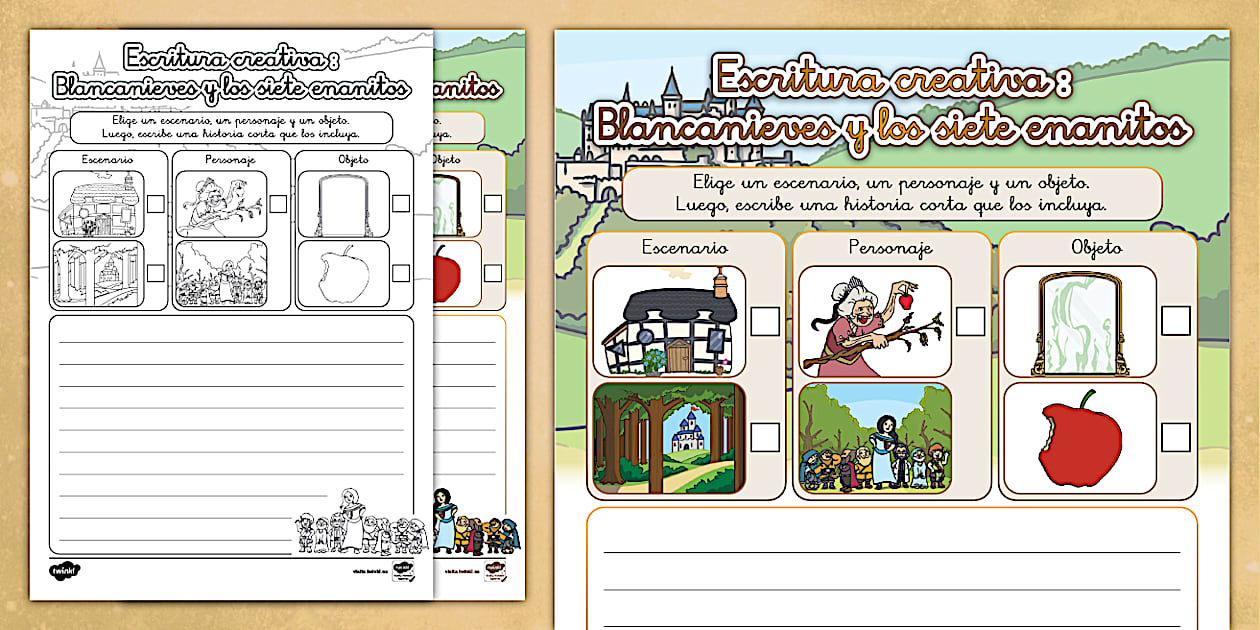 Ficha de actividad: Escritura creativa - Blancanieves y los siete enanitos