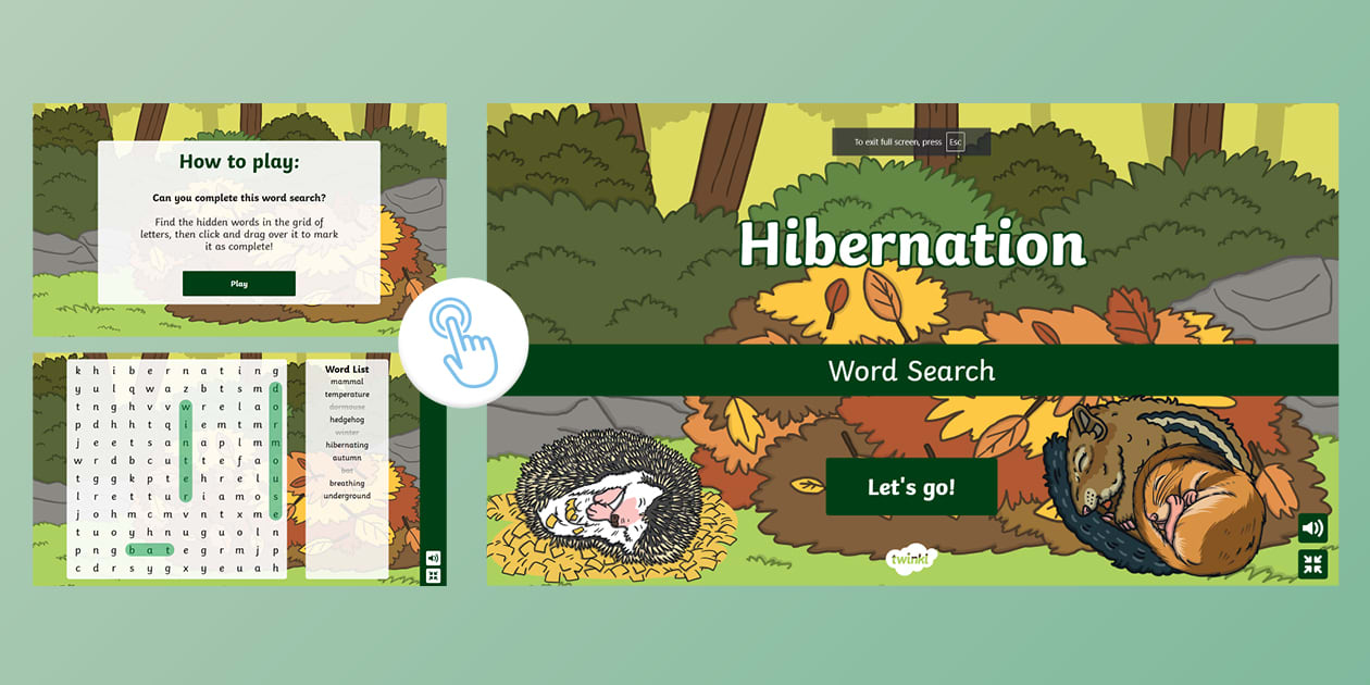 Hibernation Interactive Word Search (teacher made) - Twinkl