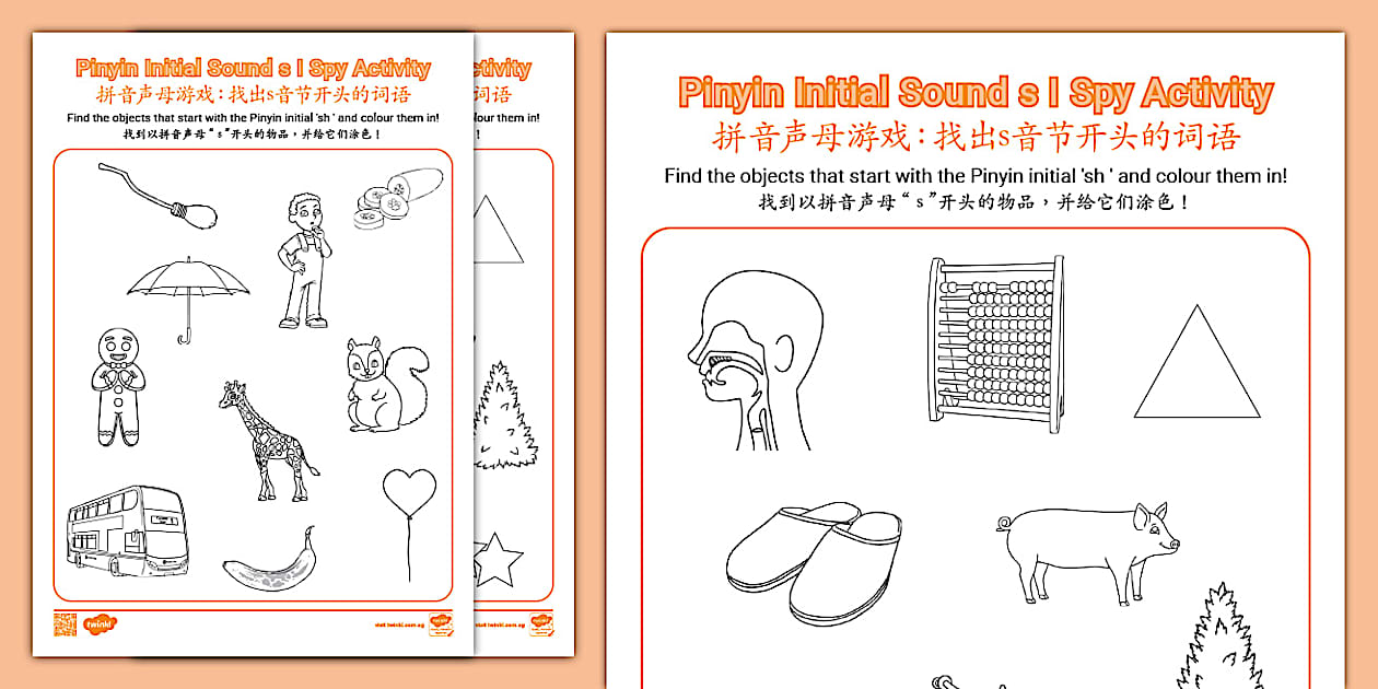 Chinese Pinyin Sound s I Spy Activity (teacher made)
