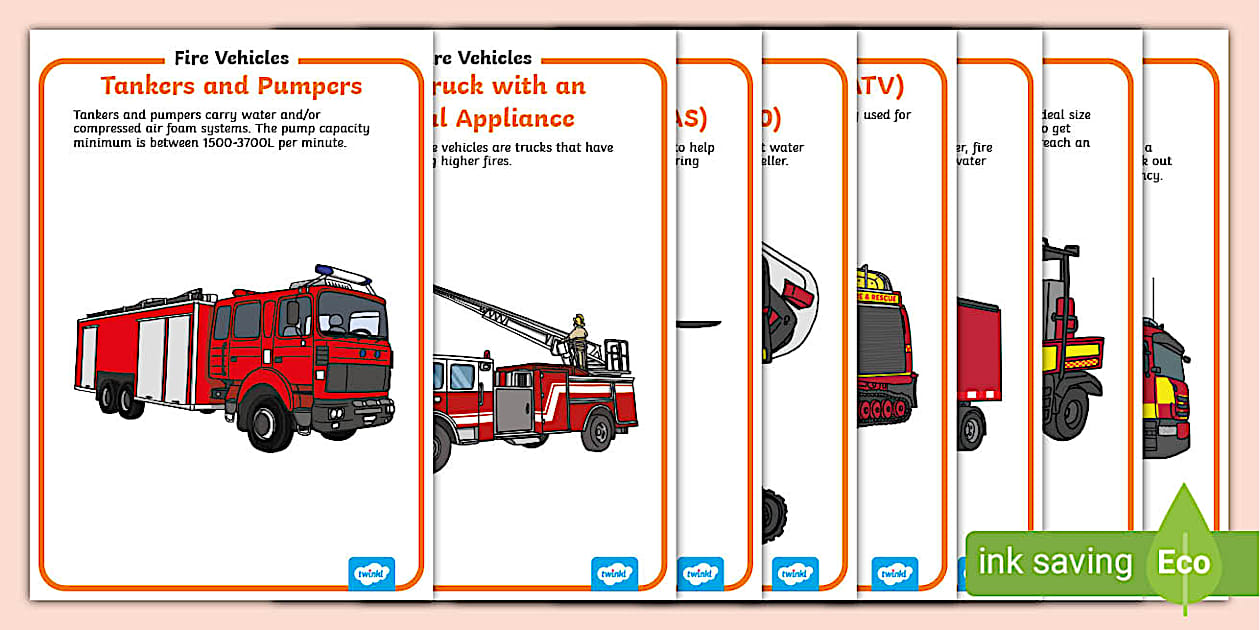 Fire Vehicles Posters (teacher made) - Twinkl