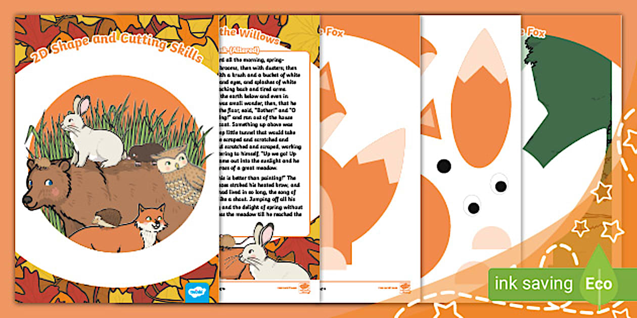 Woodland Animals 2D Shape and Cutting Skills (teacher made)