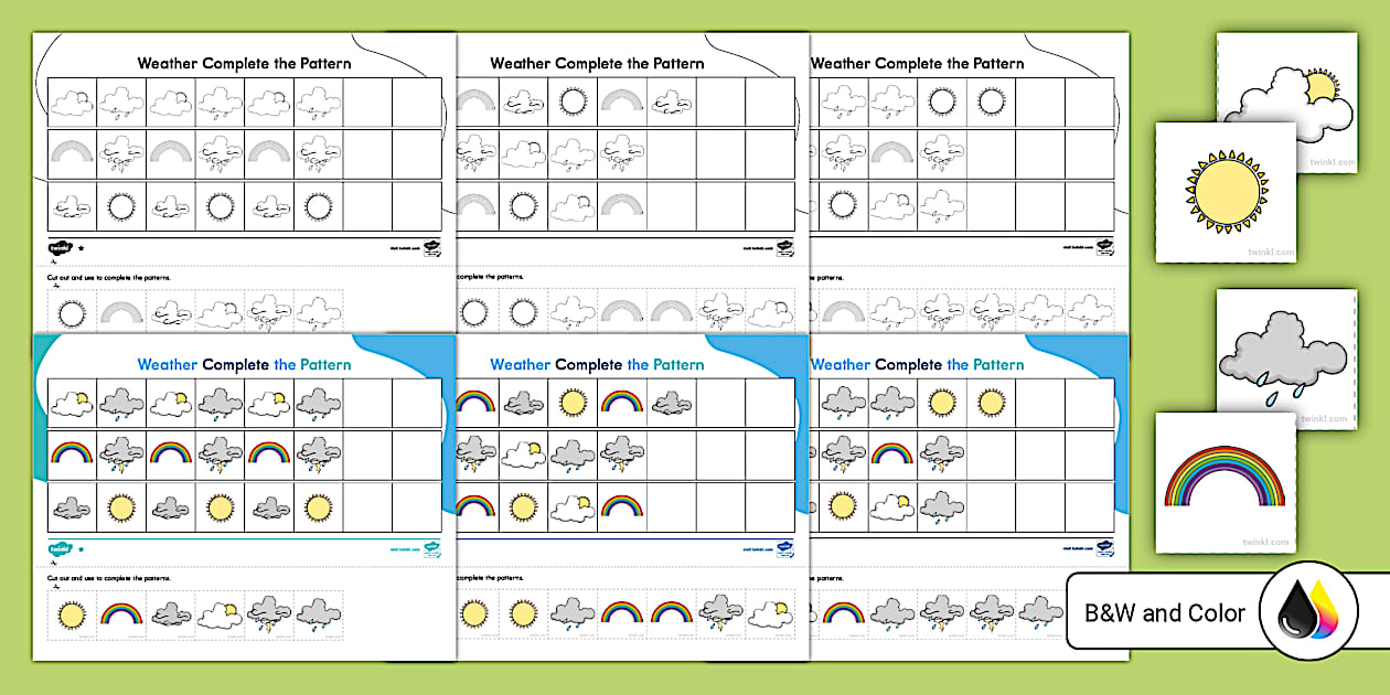 Early Childhood Weather Complete the Pattern Worksheet