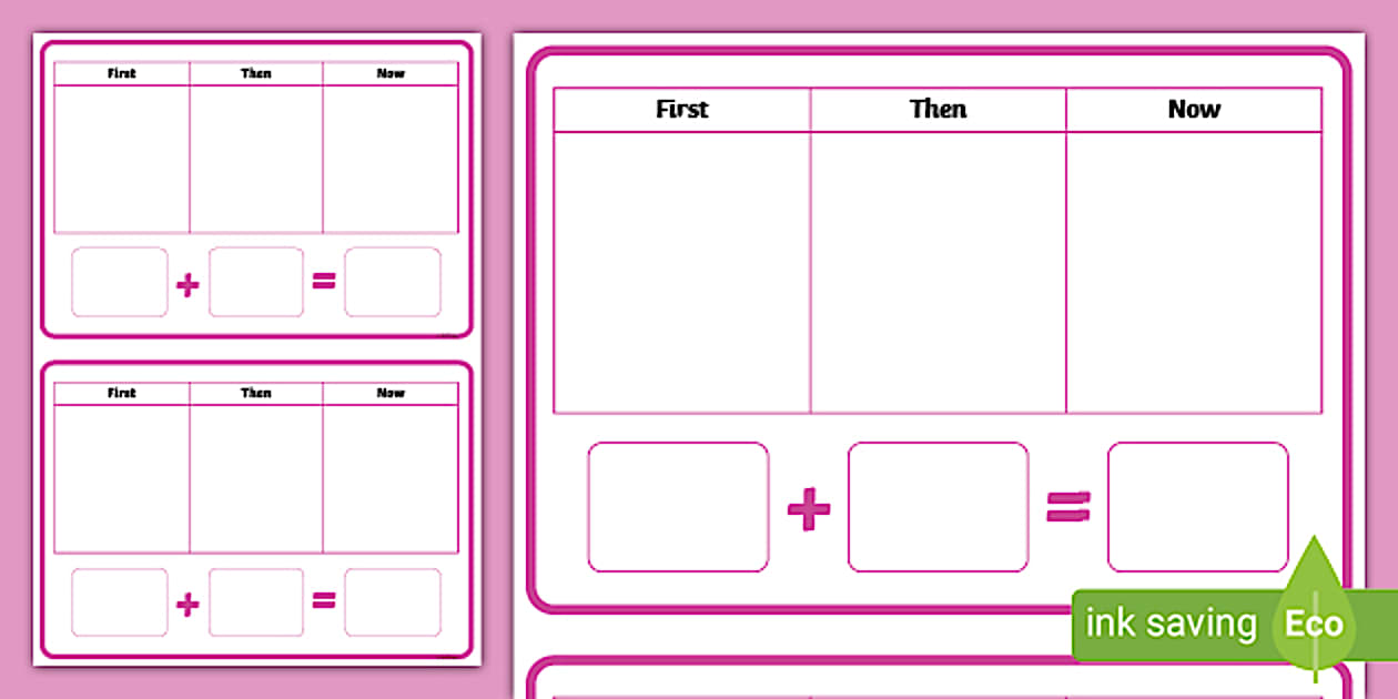 👉 Kindergarten Maths: First, Then, Now Addition Story Template