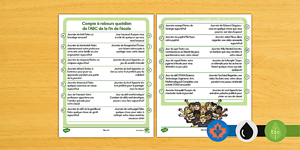 End of School ABC Daily Countdown Activity French - Twinkl