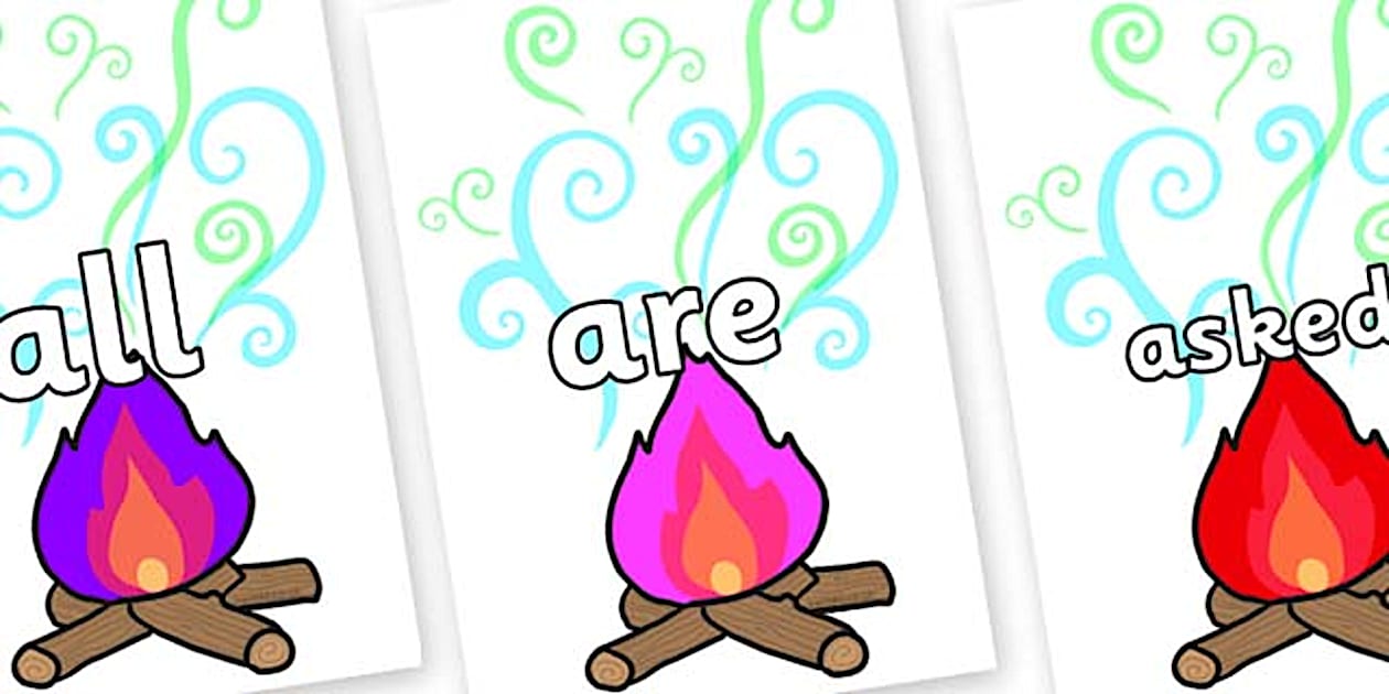 Cursive Tricky Words on Magic Fire (teacher made) - Twinkl