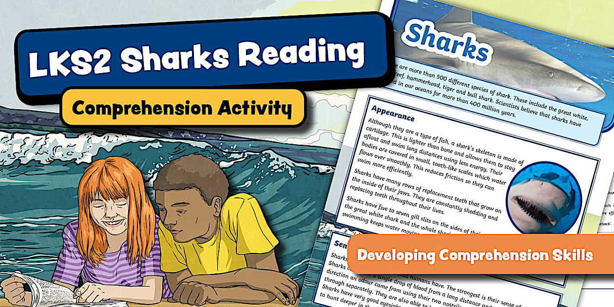 LKS2 Sharks Reading Comprehension Activity - Twinkl