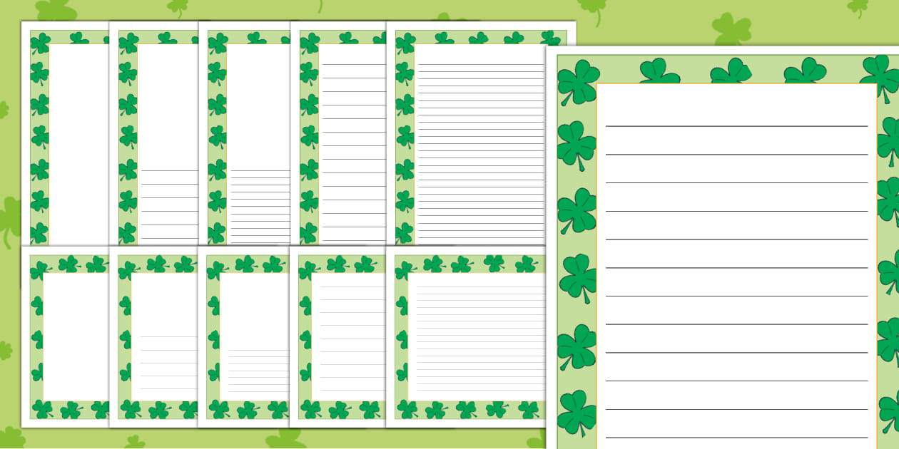 Shamrock Page Borders - Twinkl Writing Templates - Twinkl