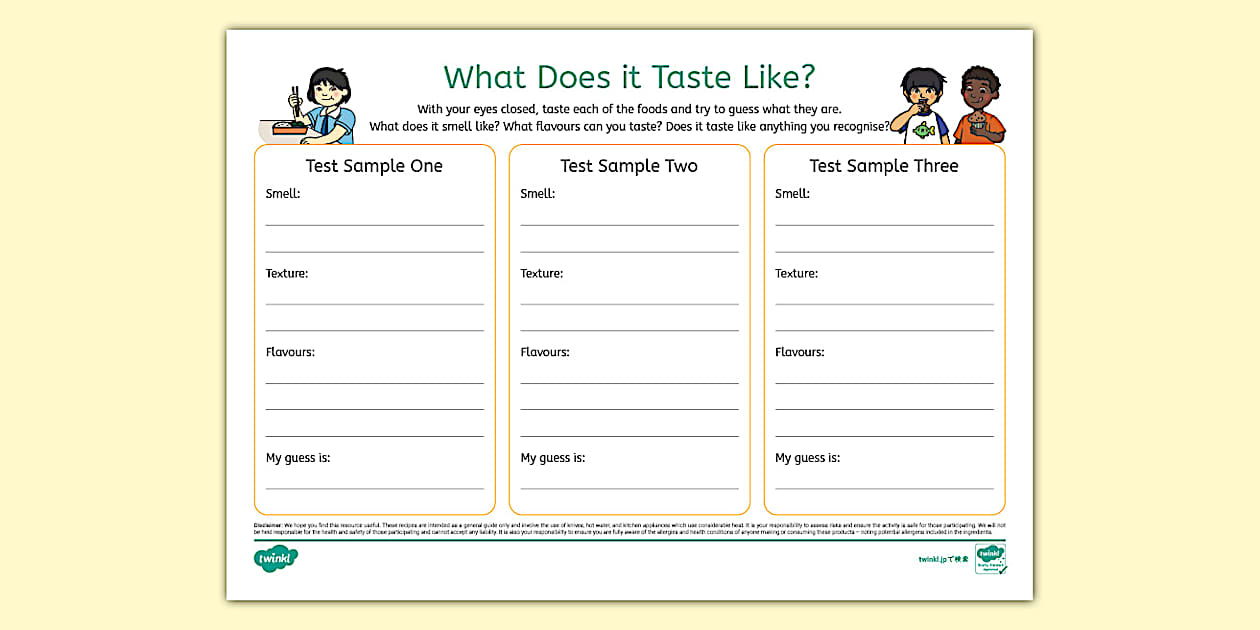 What Does it Taste Like? Taste Test Worksheet (teacher made)