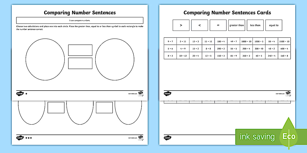 Comparing Multiplication and Division Number Sentences Card Activity