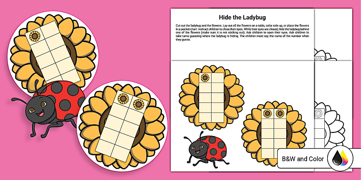 Hide the Ladybug Counting 1-10 Worksheet for PK-K - Twinkl