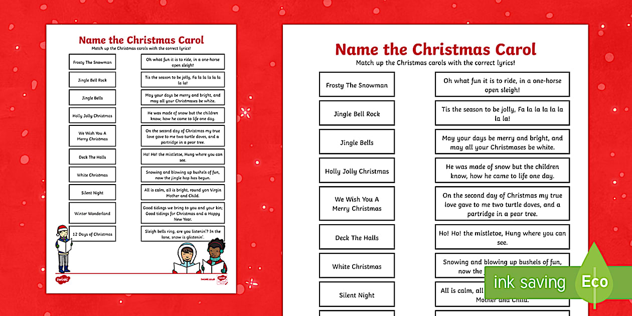 Christmas Carols Worksheet / Worksheet - Twinkl