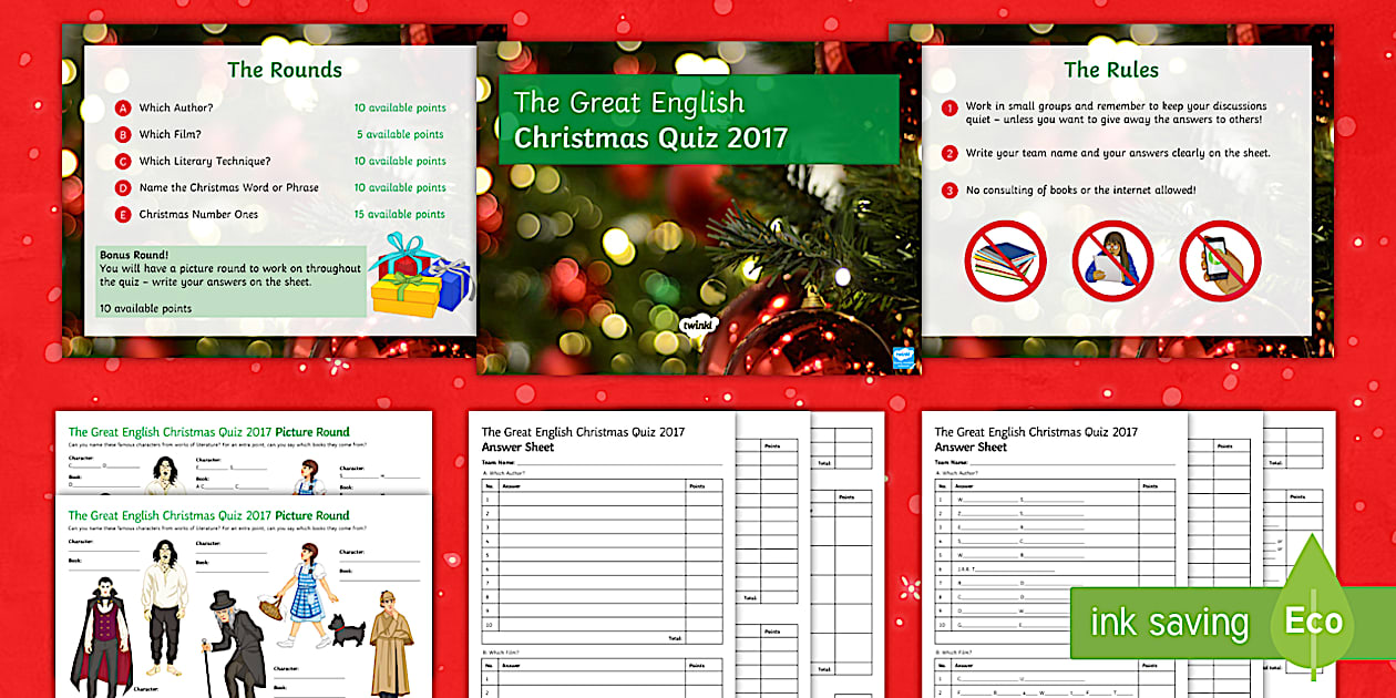 The Great English Christmas Quiz 2017 Activity Pack - Twinkl