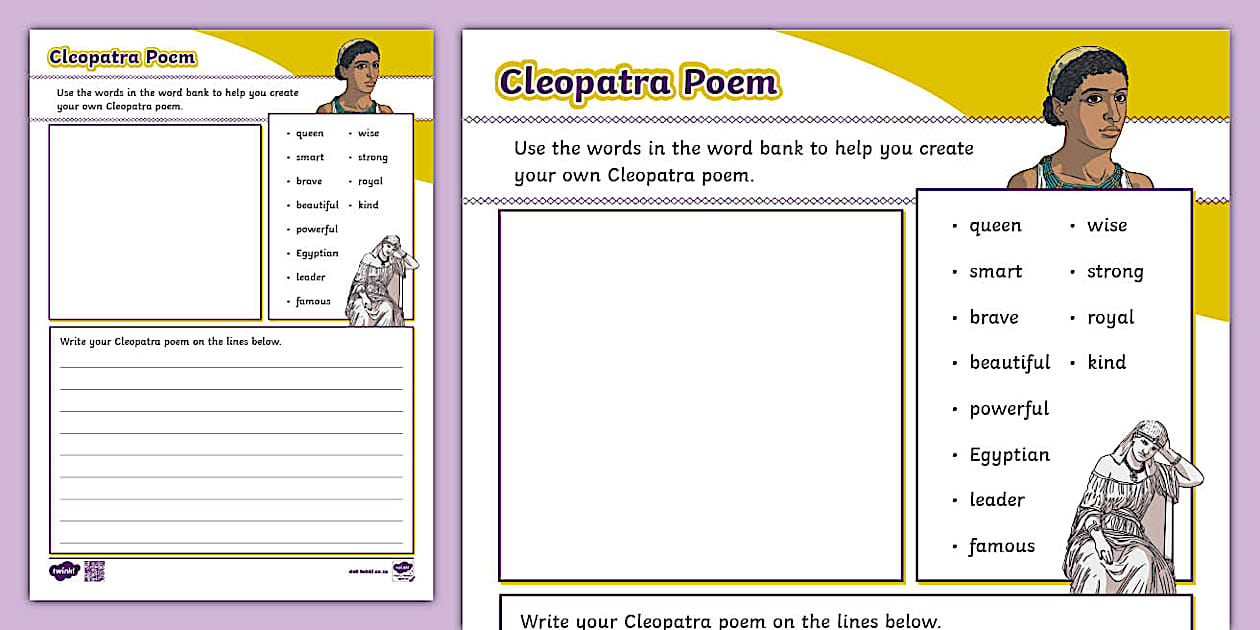 * NEW * Grade 5 History - Cleopatra Poem - Writing Template (CAPS Aligned)