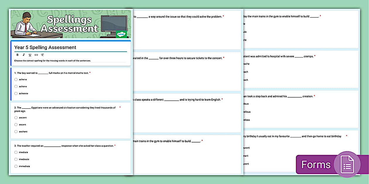 Year 5 Spelling Assessment (teacher made) - Twinkl