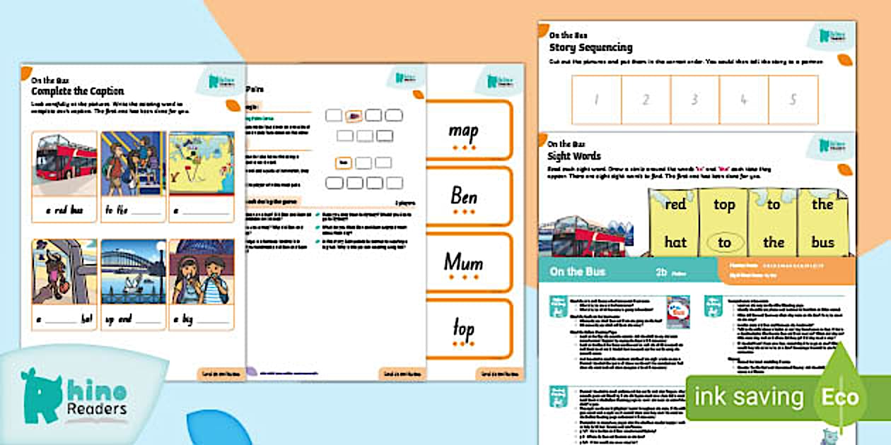 Level 2b On the Bus Guided Reading Pack - Twinkl