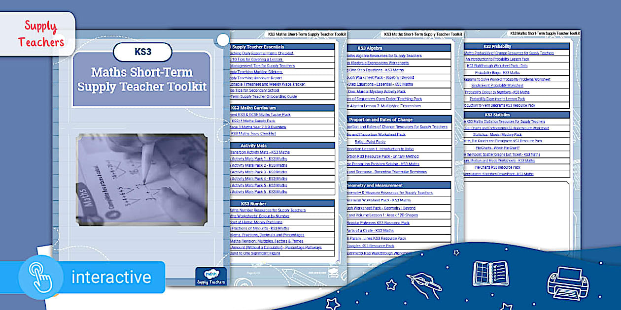👉 Ks3 Maths Short Term Supply Teacher Toolkit Twinkl 