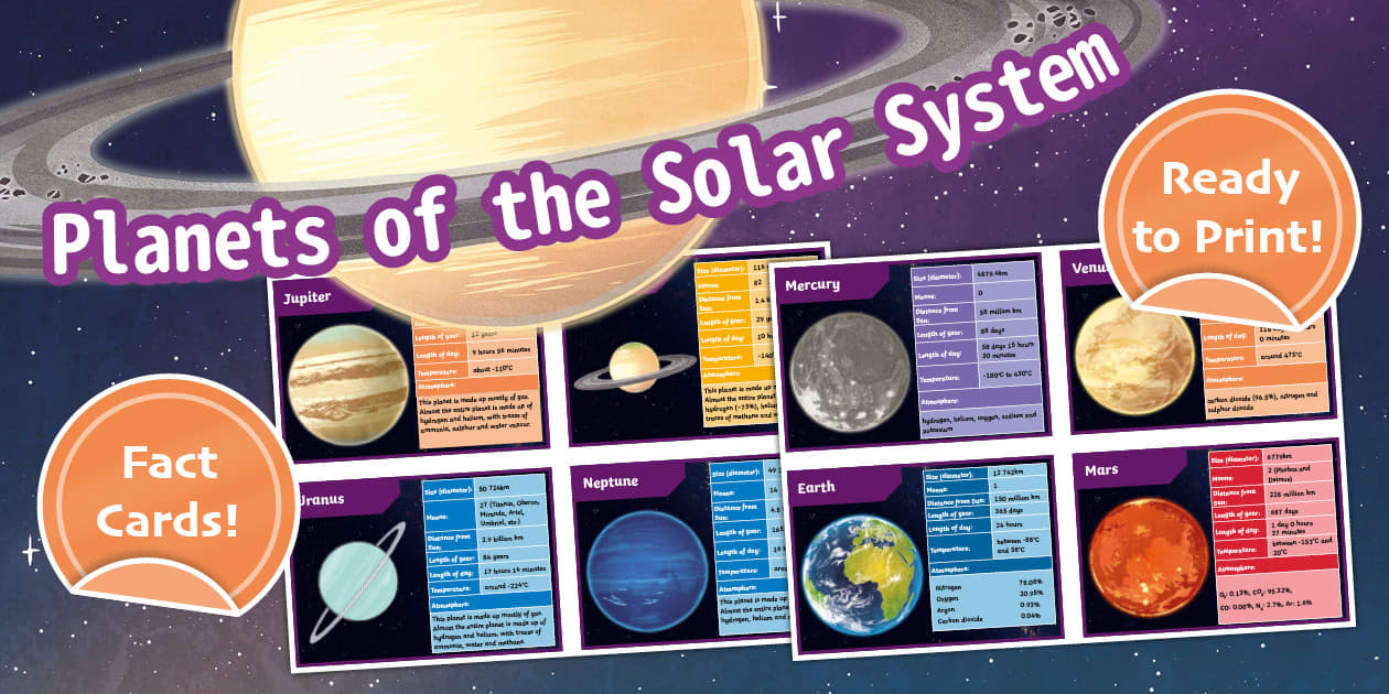 Planets of the Solar System Fact Cards
