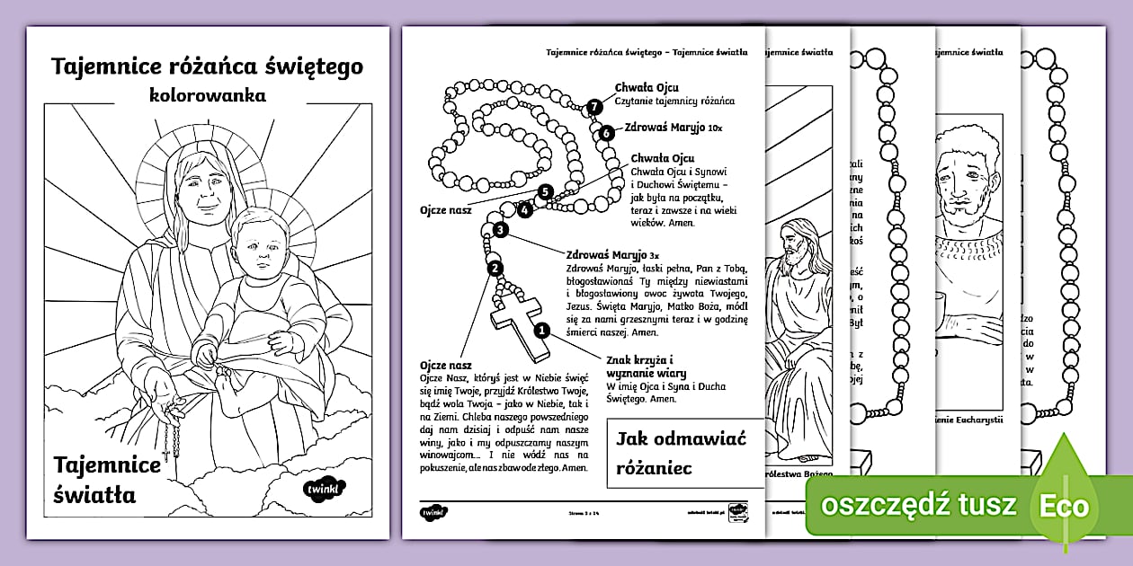 Tajemnice światła | Jak odmawiać różaniec? | Książeczka do kolorowania