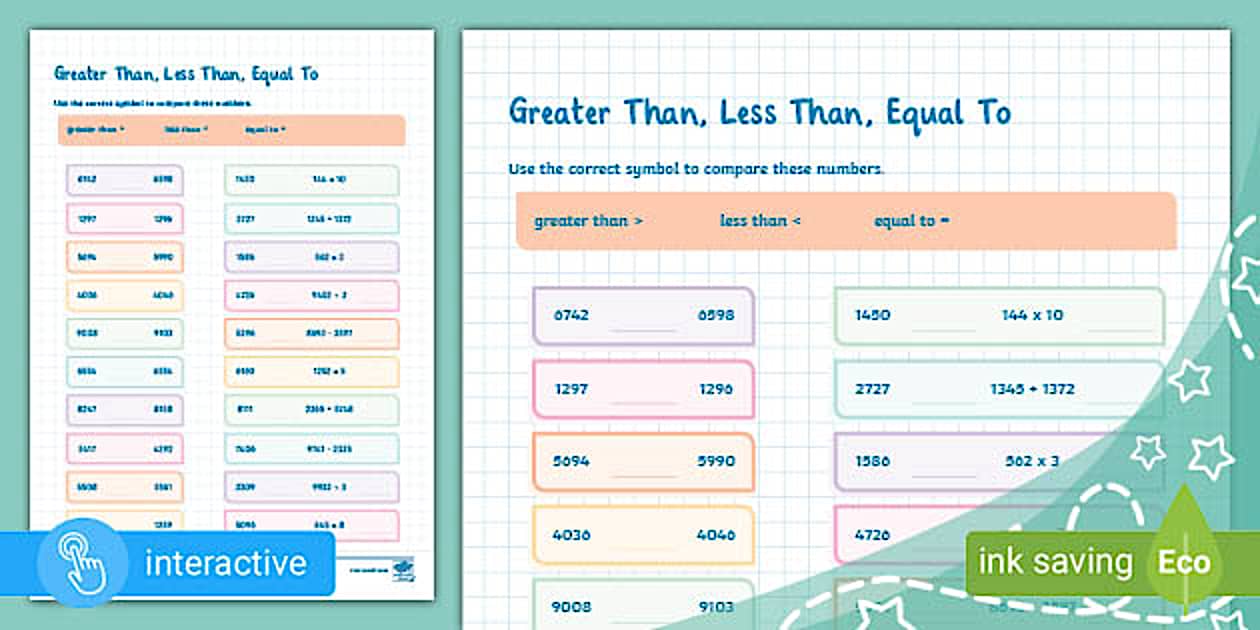 Greater Than, Less Than, Equal To: 4-Digit Numbers - Twinkl