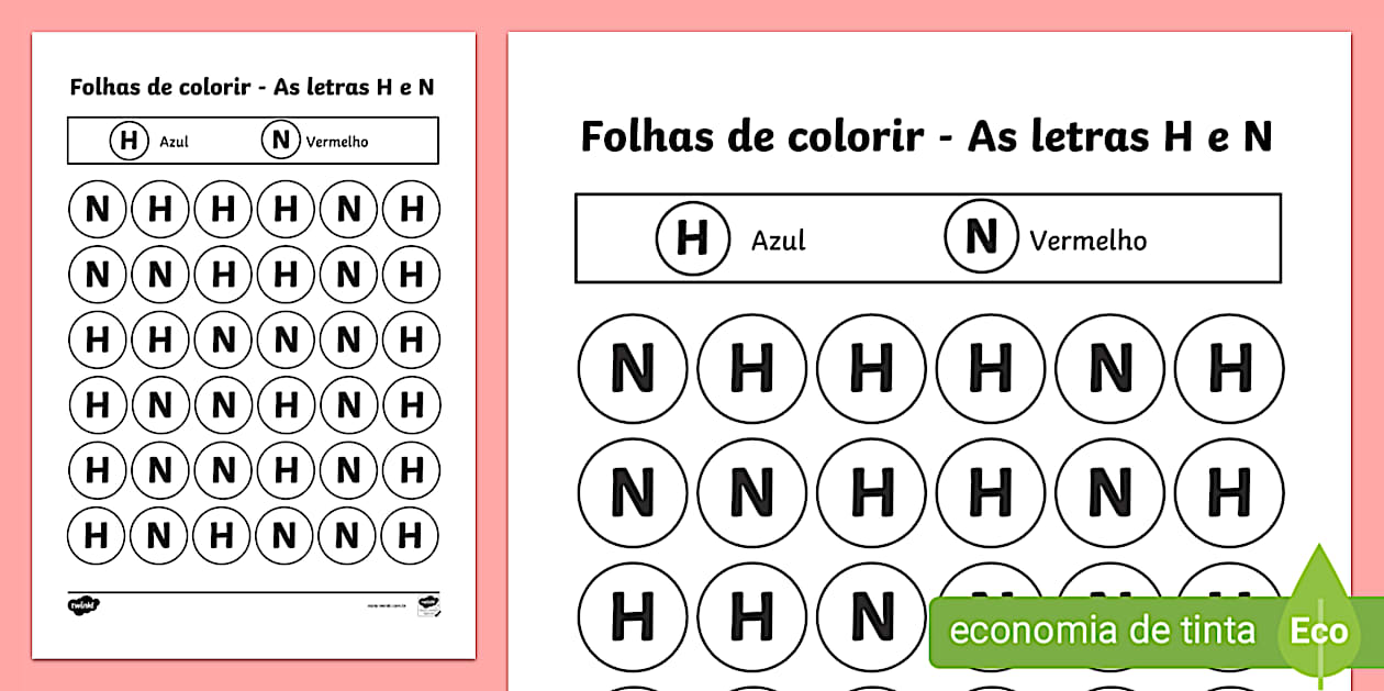 NEW* - Dislexia - Folha de colorir: Letras confusas - H/N