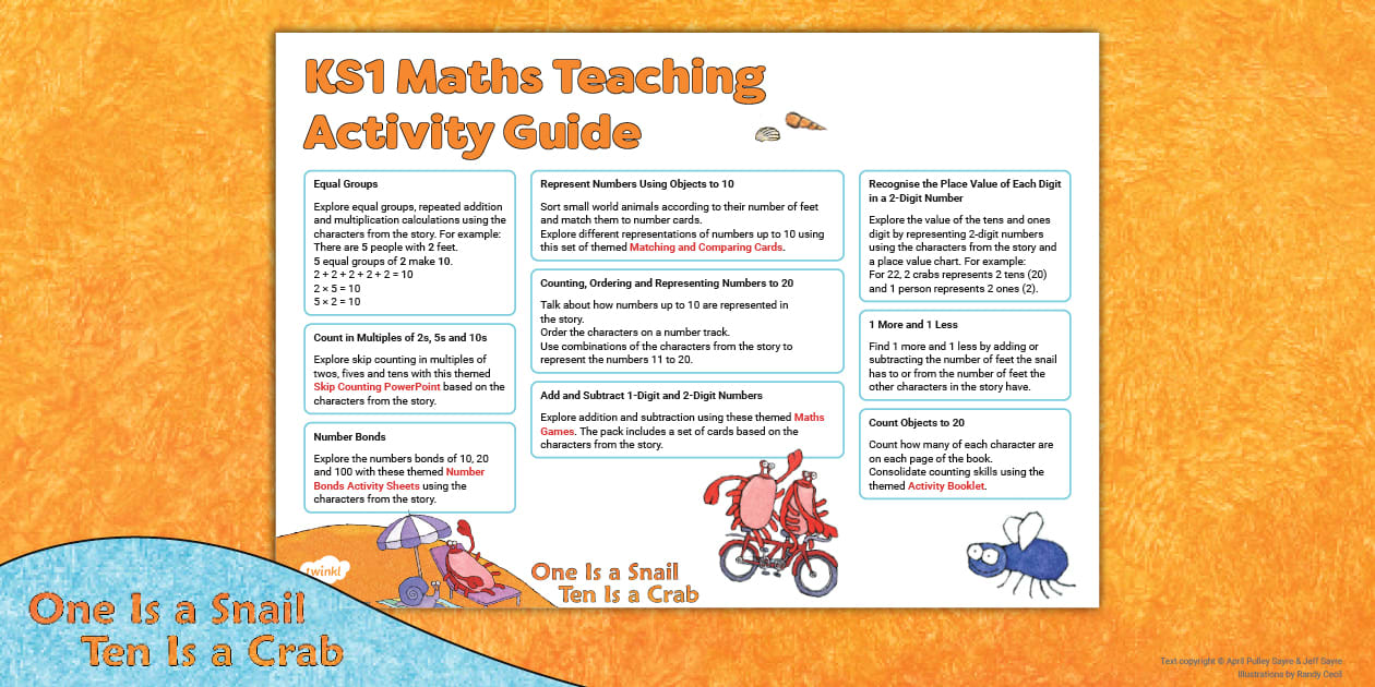 FREE! - 👉 One is a Snail, Ten is a Crab Teaching Activity Guide