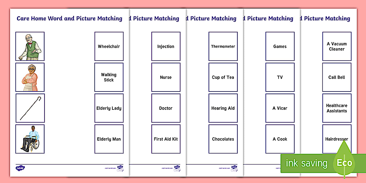 Care Home Word and Picture Matching Worksheet / Worksheet