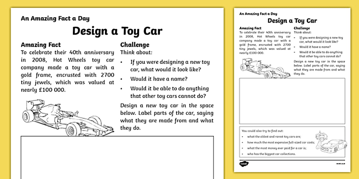 Editable Design a Toy Car Worksheet (l'enseignant a fait)