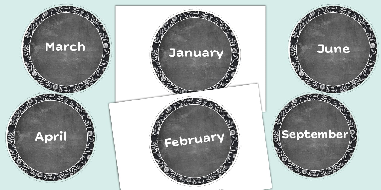 Chalkboard-Themed Months of the Year Cut-Outs